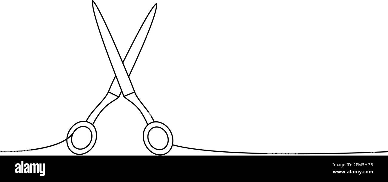 Professional hairdresser scissors one line continuous drawing. Barber ...