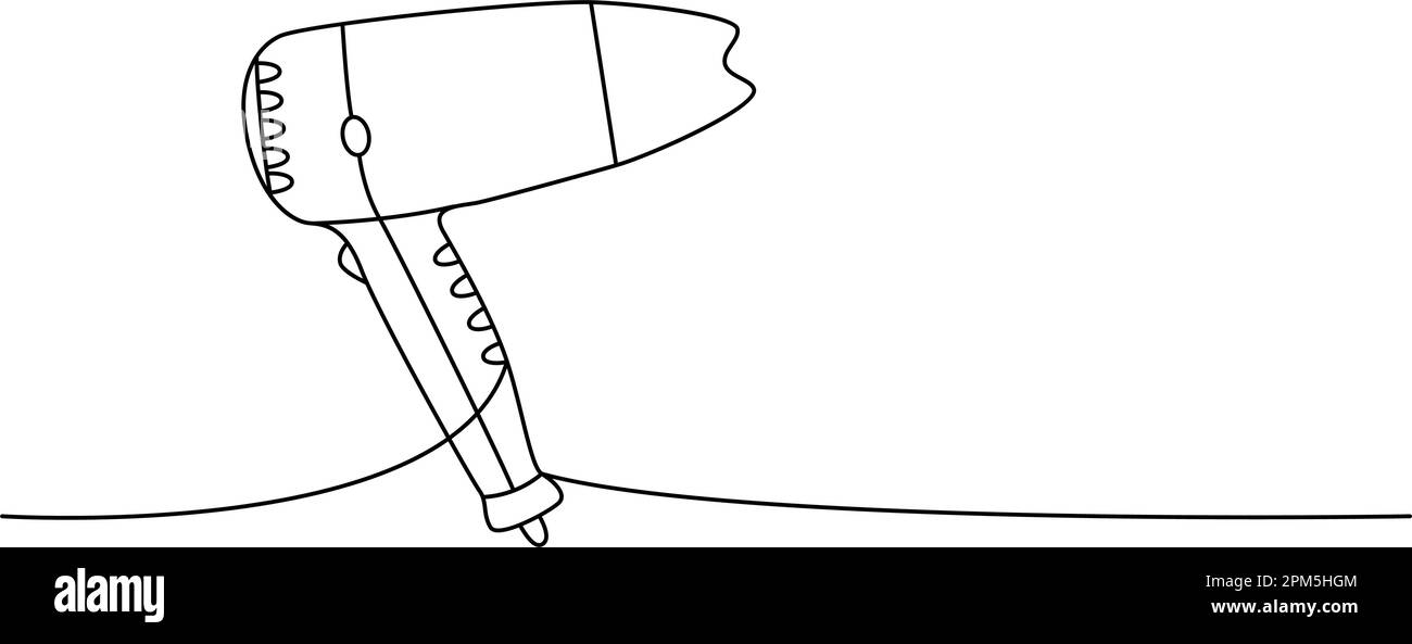 Hair dryer one line continuous drawing. Barber shop and hairdresser ...