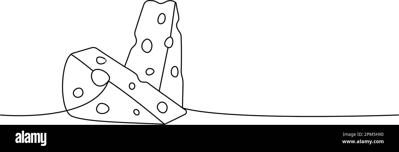 Cheese one line continuous drawing. Cheese products continuous one line ...
