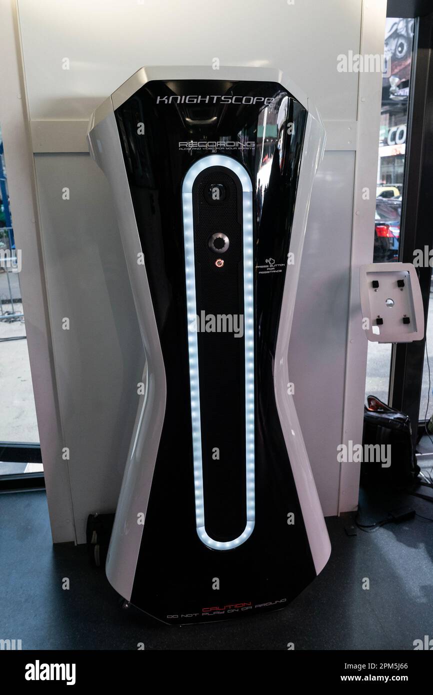 New York, USA. 11th Apr, 2023. K1 Stationary Security Robot on display ...