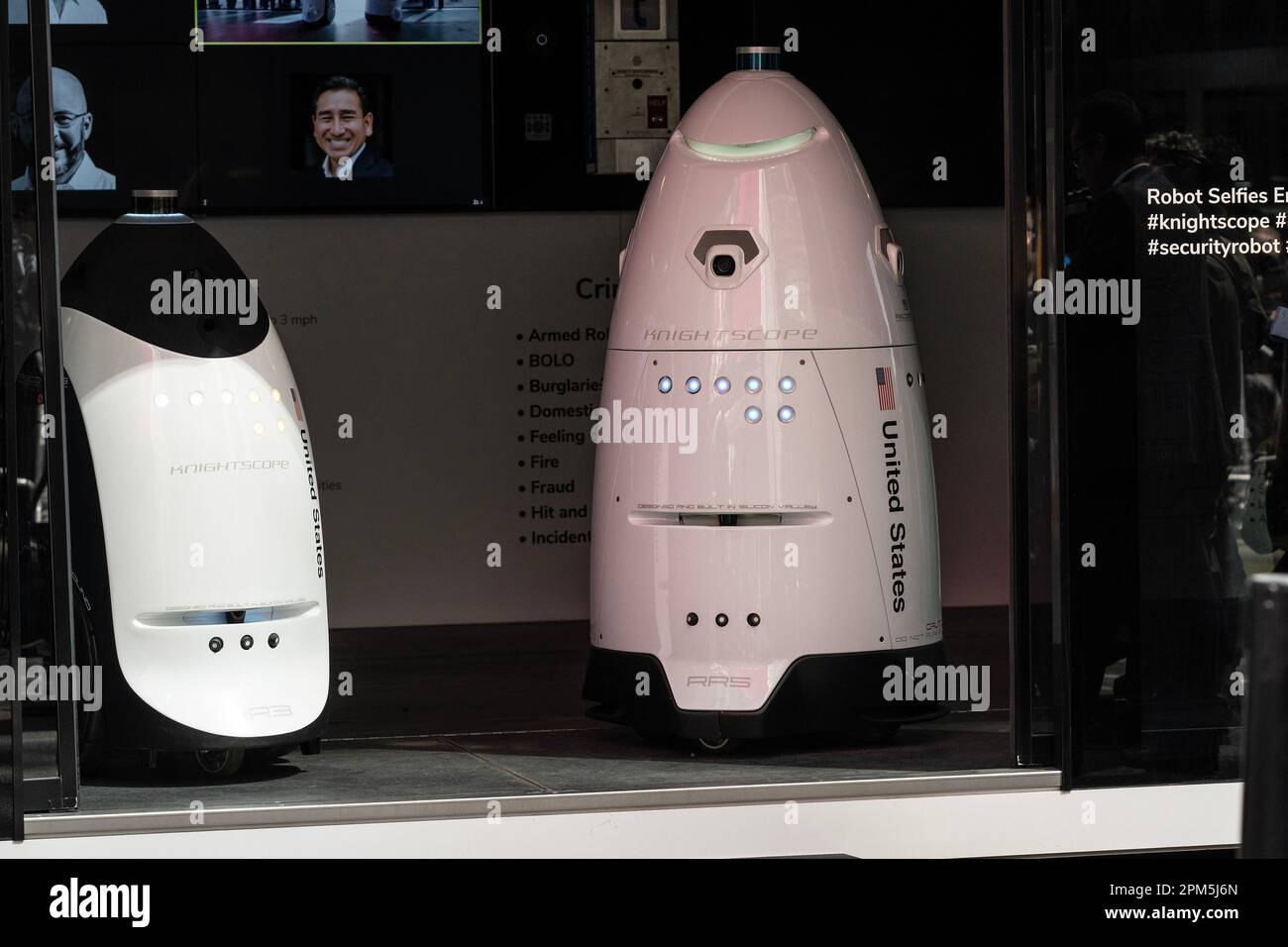 New York, USA. 11th Apr, 2023. K3 and K5 Autonomous Security Robots on ...