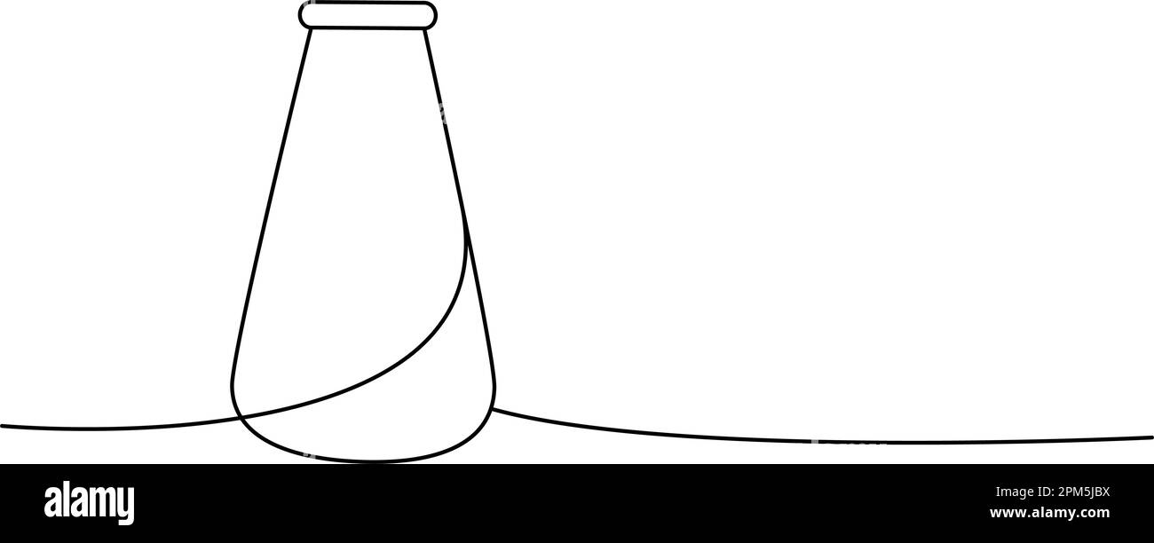 Chemistry glassware one line continuous drawing. Laboratory glass ...