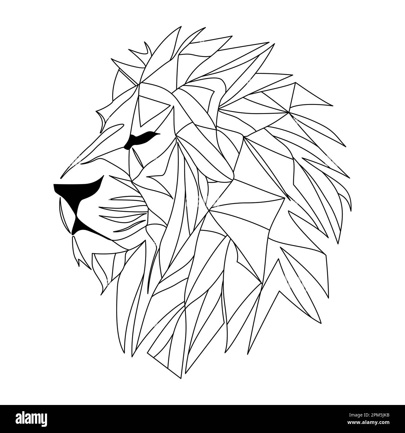 Lion logo design. Abstract black polygon lion head. Calm lion face ...
