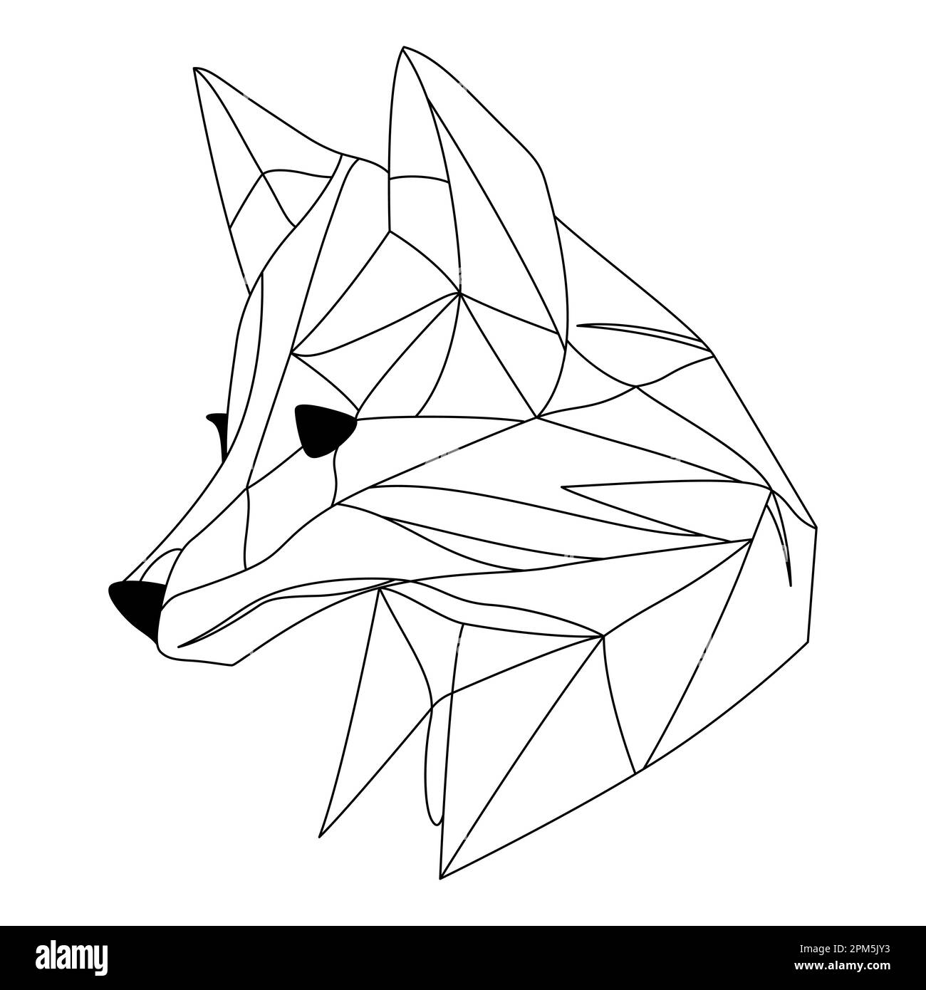 Fox logo design. Abstract black polygon fox head. Calm fox face. Vector illustration Stock ...