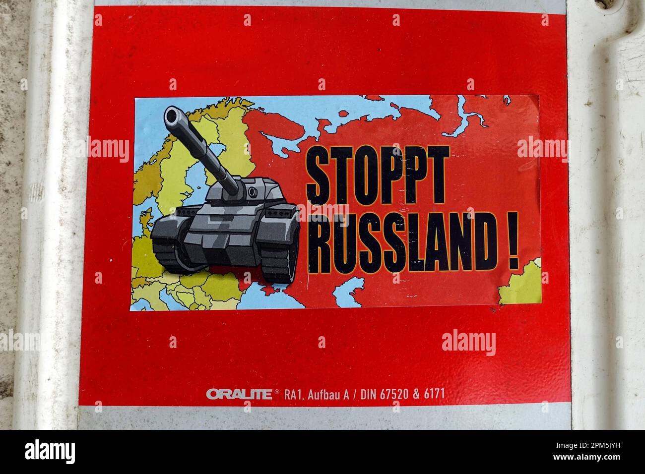 Sticker against the Russian Federation, public ground, Berlin, Germany ...
