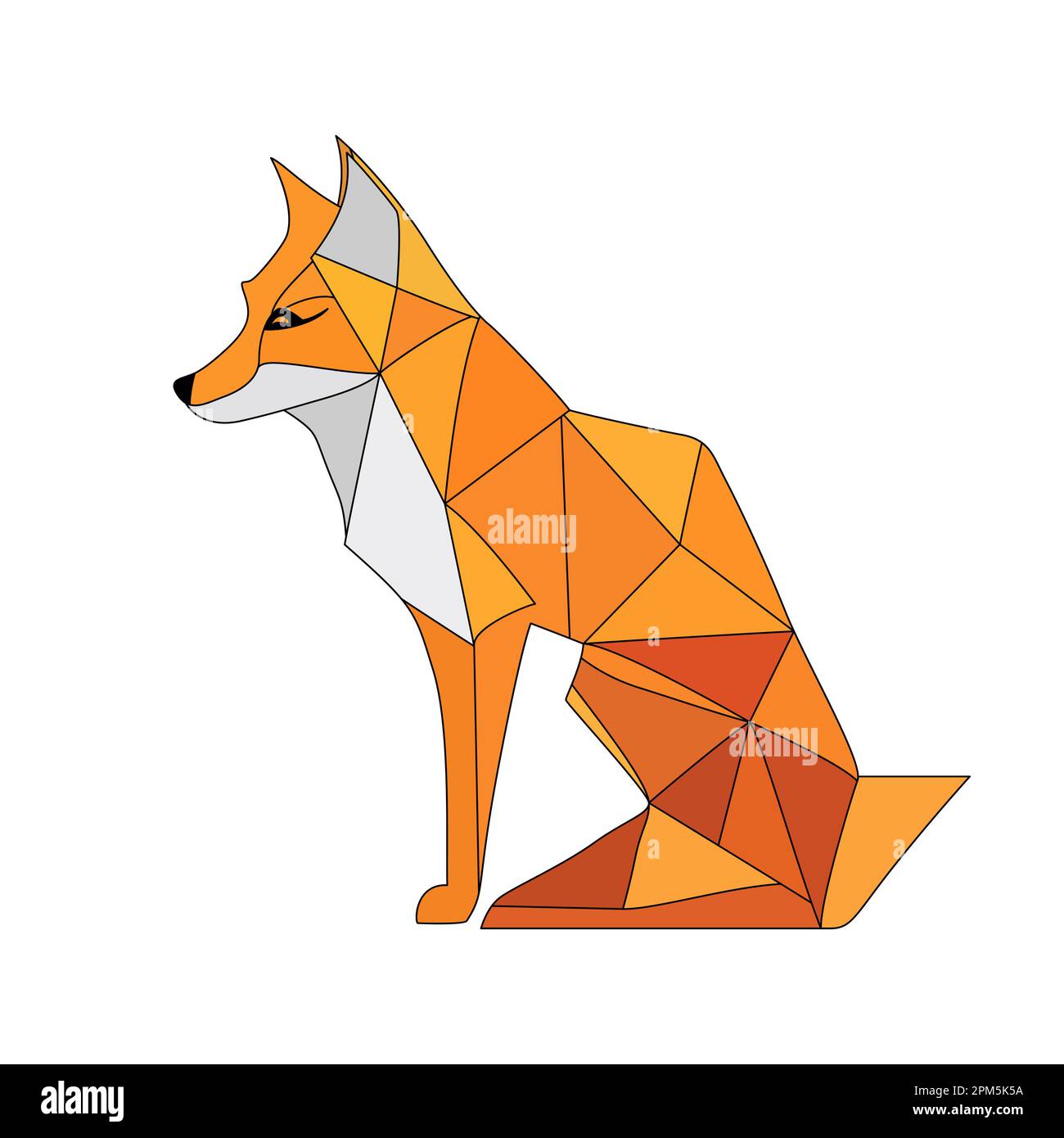 Fox logo design. Abstract colorful polygonal fox image. Calm fox. Vector illustration Stock ...