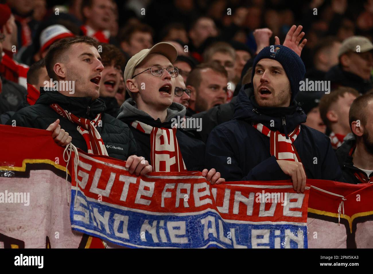 Bayern Munich fans during the UEFA Champions League Quarter-Finals 1st ...