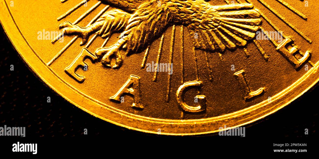 Pure gold coin Golden Eagle one troy ounce of valuable gold Stock Photo ...