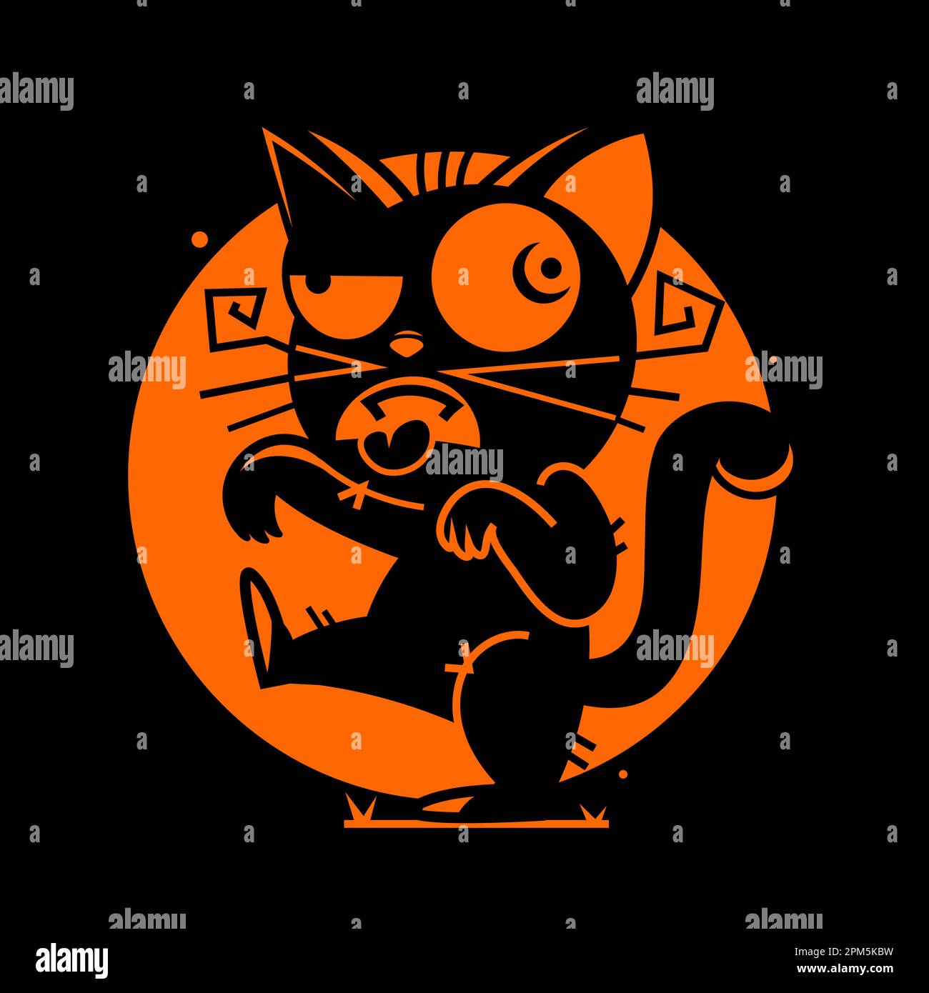 Cat Zombie Creepy Character with Haunted Castle, Skulls and Bats on ...