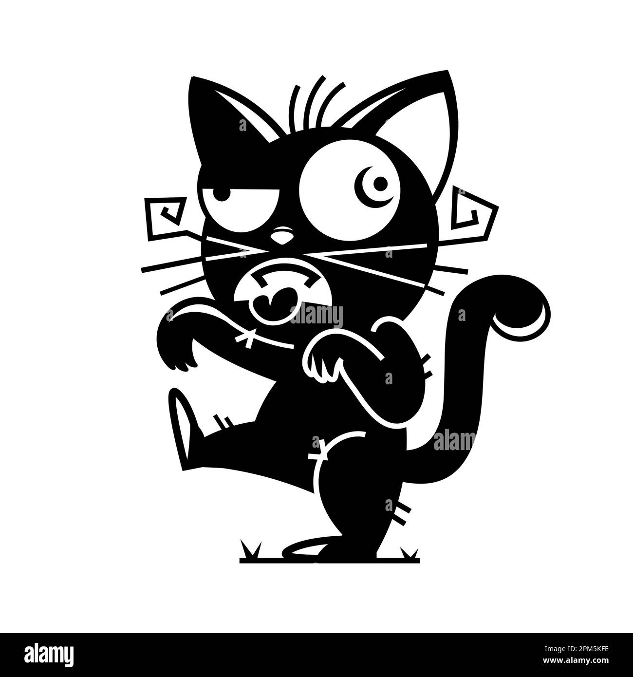 Cat Zombie Creepy Character with Haunted Castle, Skulls and Bats on ...