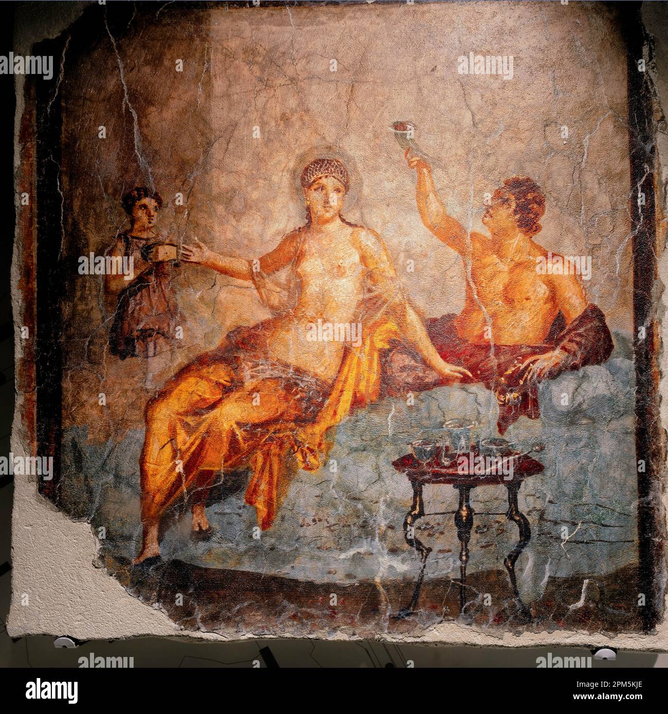 Painted walls and artwork in the ruins of herculaneum, destroyed by ...