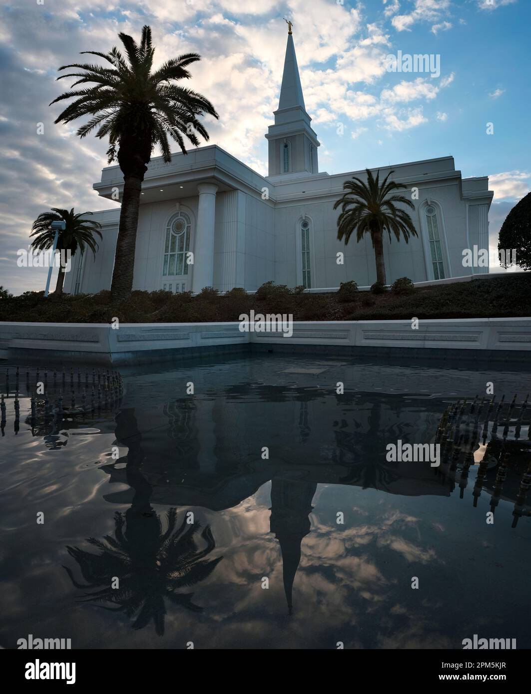 Florida Mormon LDS Temple building with blue sky and clouds Stock Photo ...