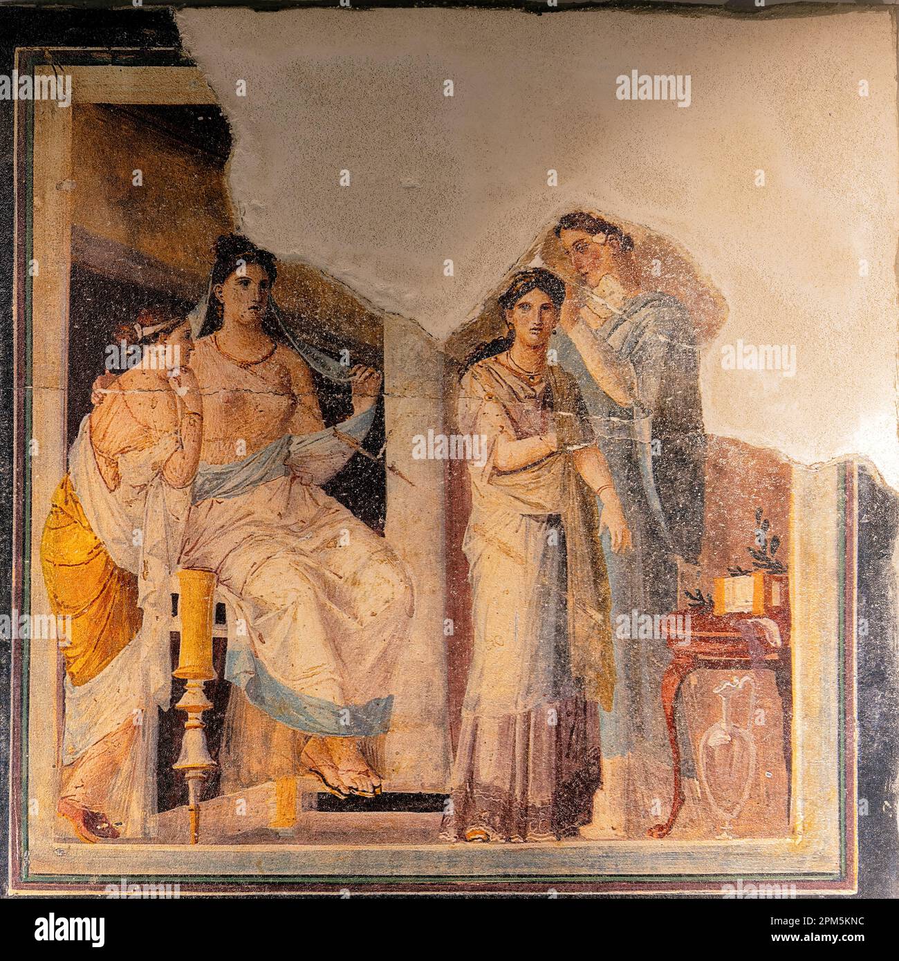 Painted walls and artwork in the ruins of herculaneum, destroyed by ...