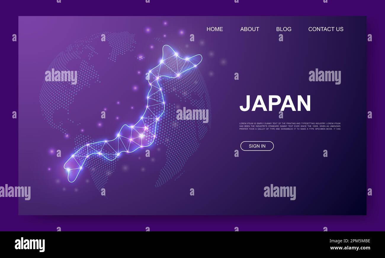 Japan 3d low poly website template. Japan map design illustration ...