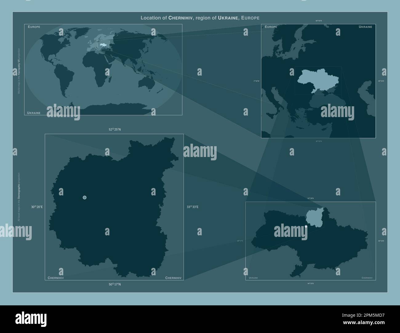 Chernihiv, region of Ukraine. Diagram showing the location of the ...