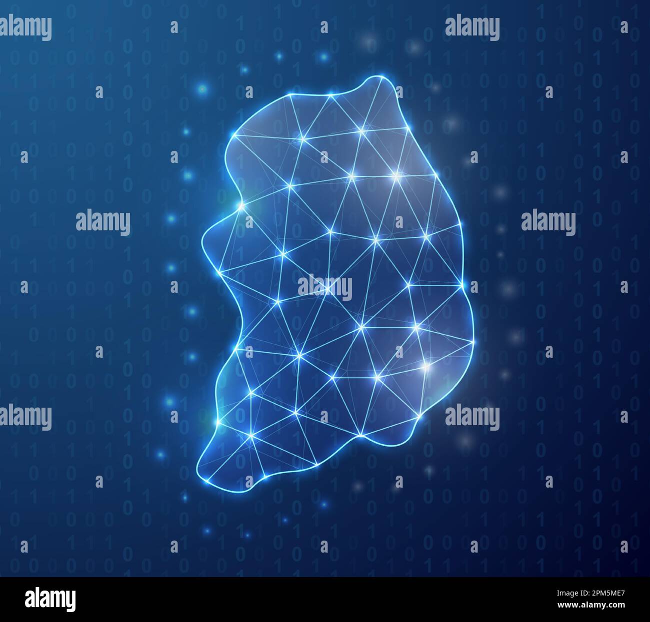 South Korea polygonal symbol with binary code background. Republic of Korea concept design ...