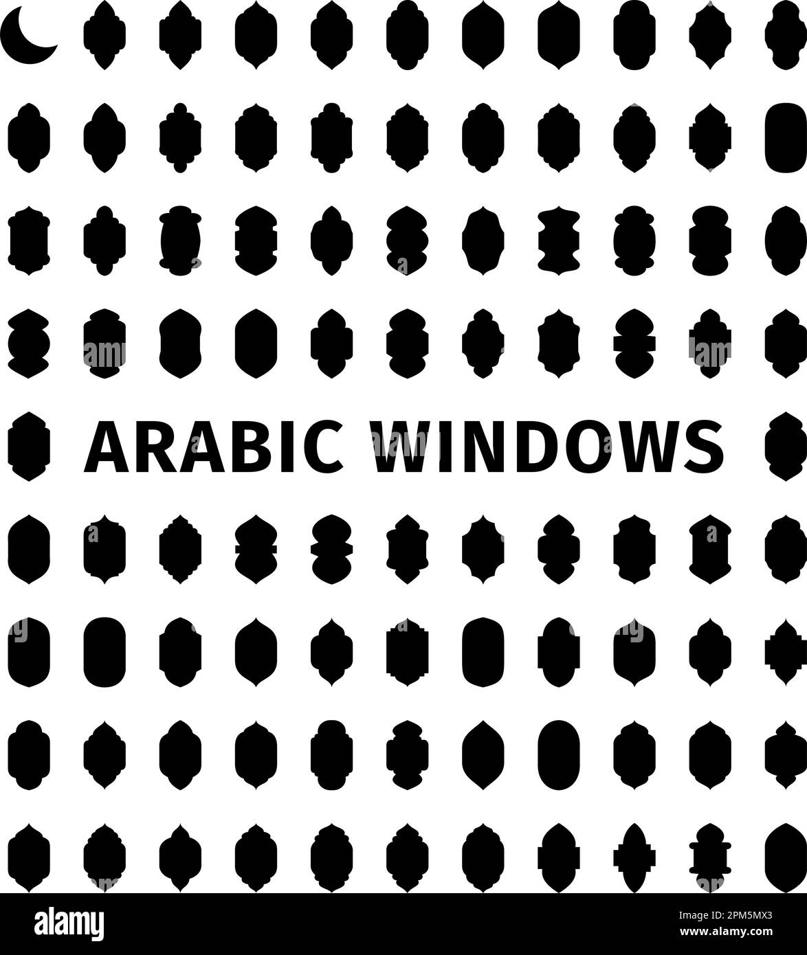 Set of islamic windows. Traditional ornamental windows. Arabic ...