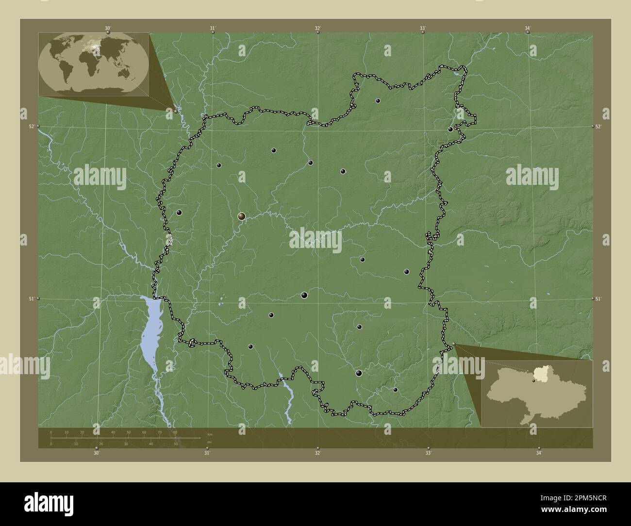 Chernihiv, region of Ukraine. Elevation map colored in wiki style with ...