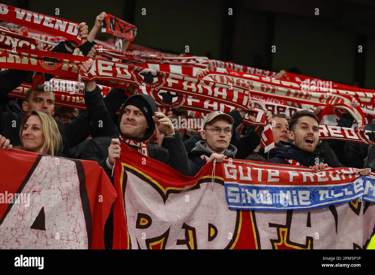 Bayern Munich fans during the UEFA Champions League Quarter-Finals 1st ...
