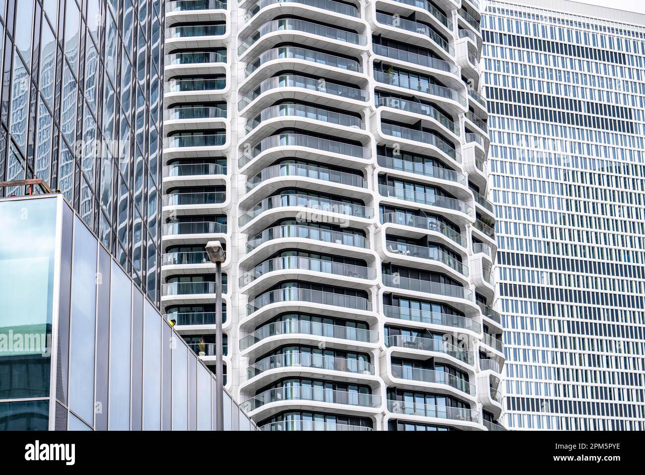 Facade of the Grand Tower building, in Frankfurt am Main, green facade ...