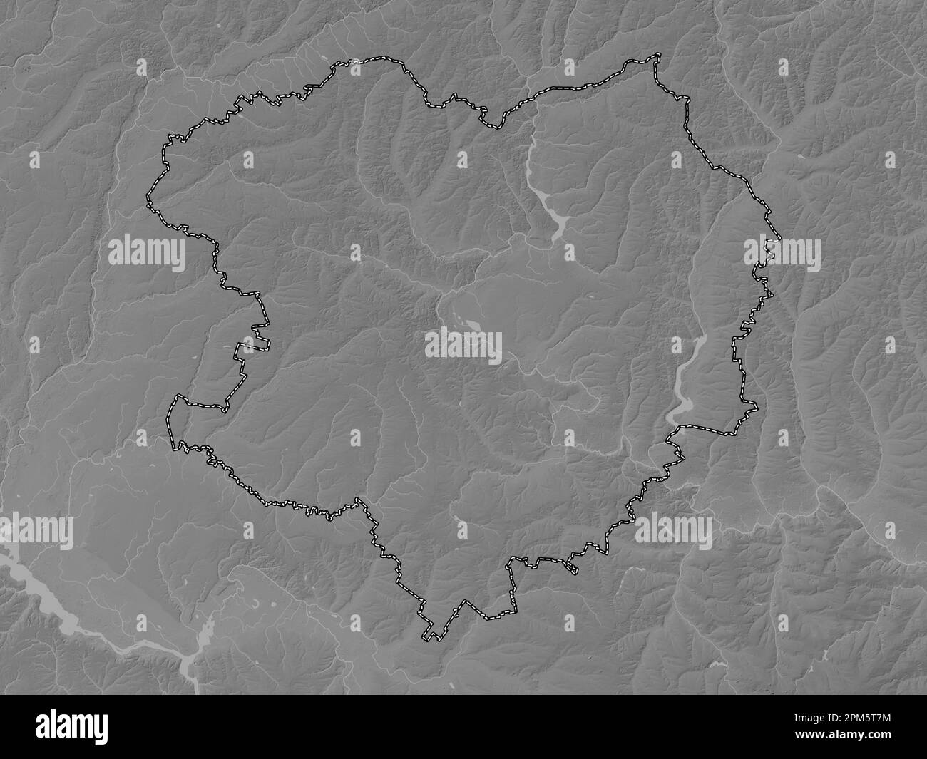 Kharkiv, region of Ukraine. Grayscale elevation map with lakes and ...