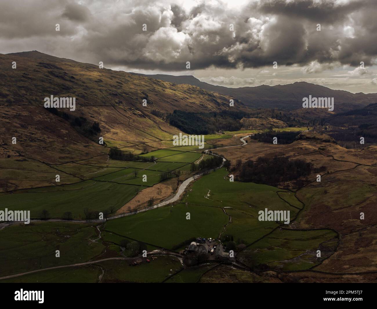 Aerial View Of River Duddon From Hardknott Pass, Lake District National ...