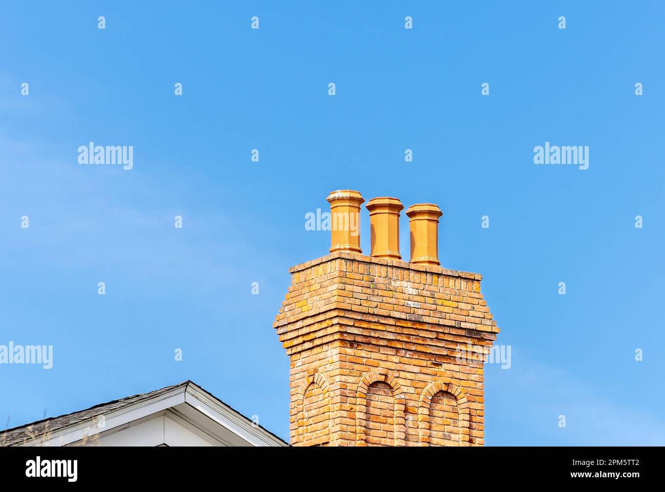 detail image of an expensive chimney on an house in the hamptons Stock ...