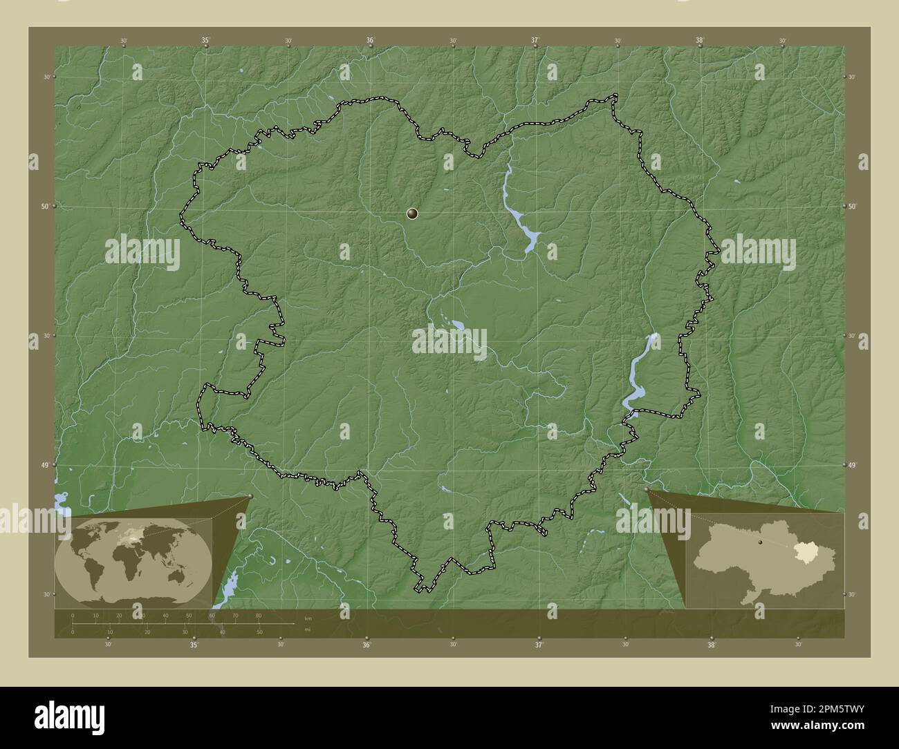 Kharkiv, region of Ukraine. Elevation map colored in wiki style with ...