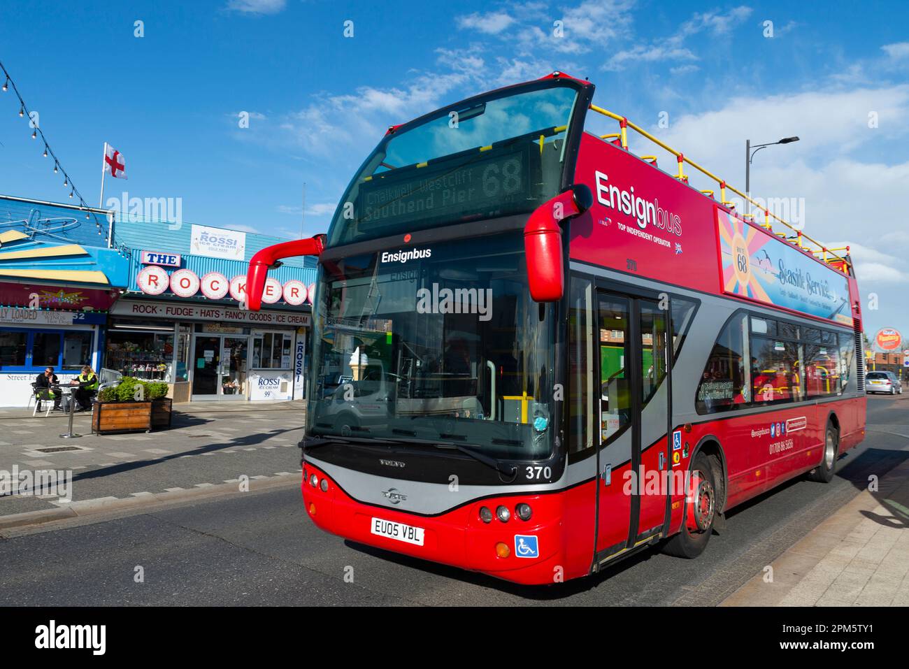 Ensignbus open top Seaside Service bus running along the seafront road ...