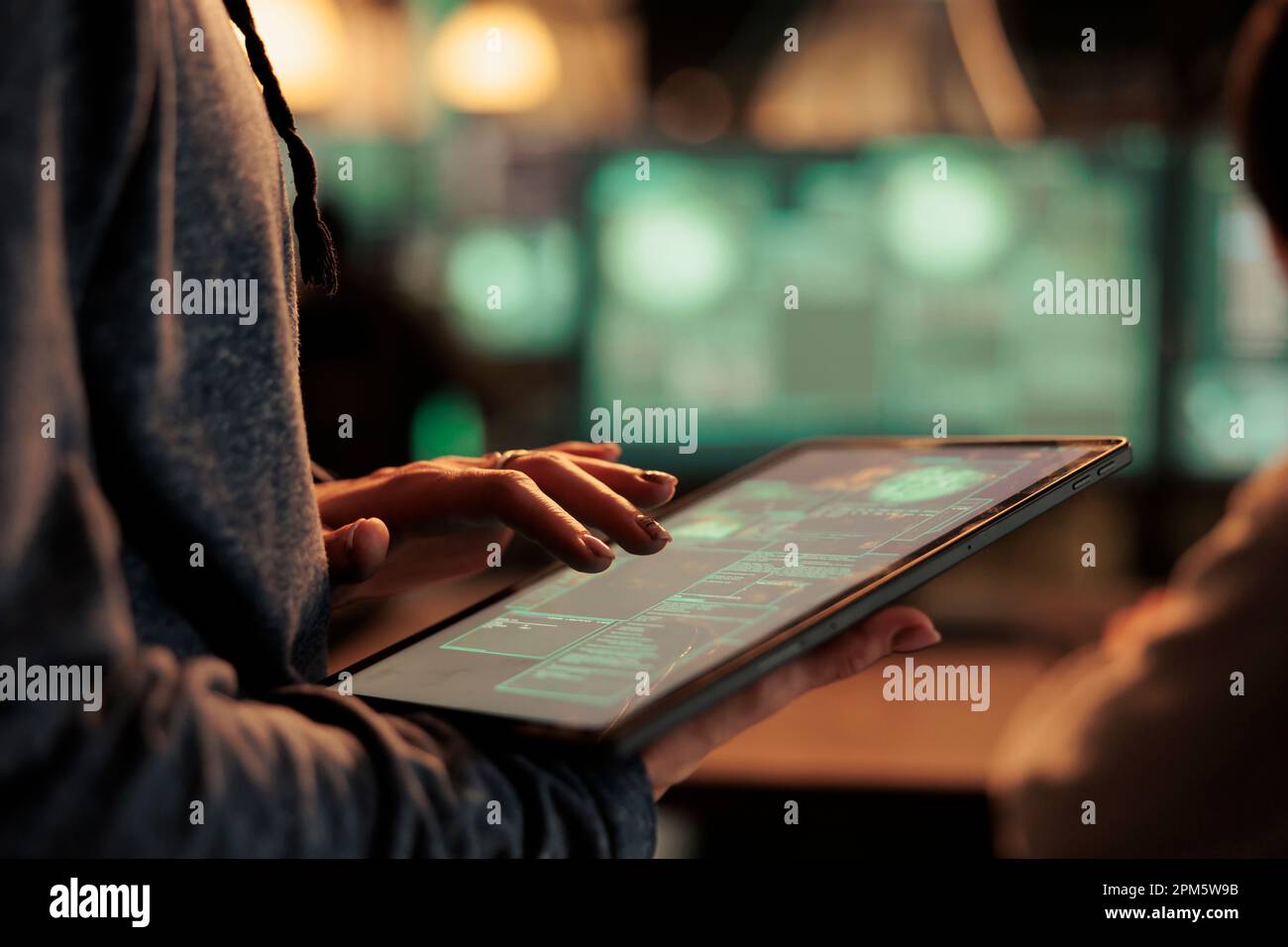 Hacker Using Spyware On Digital Tablet For Illegal Access On Network