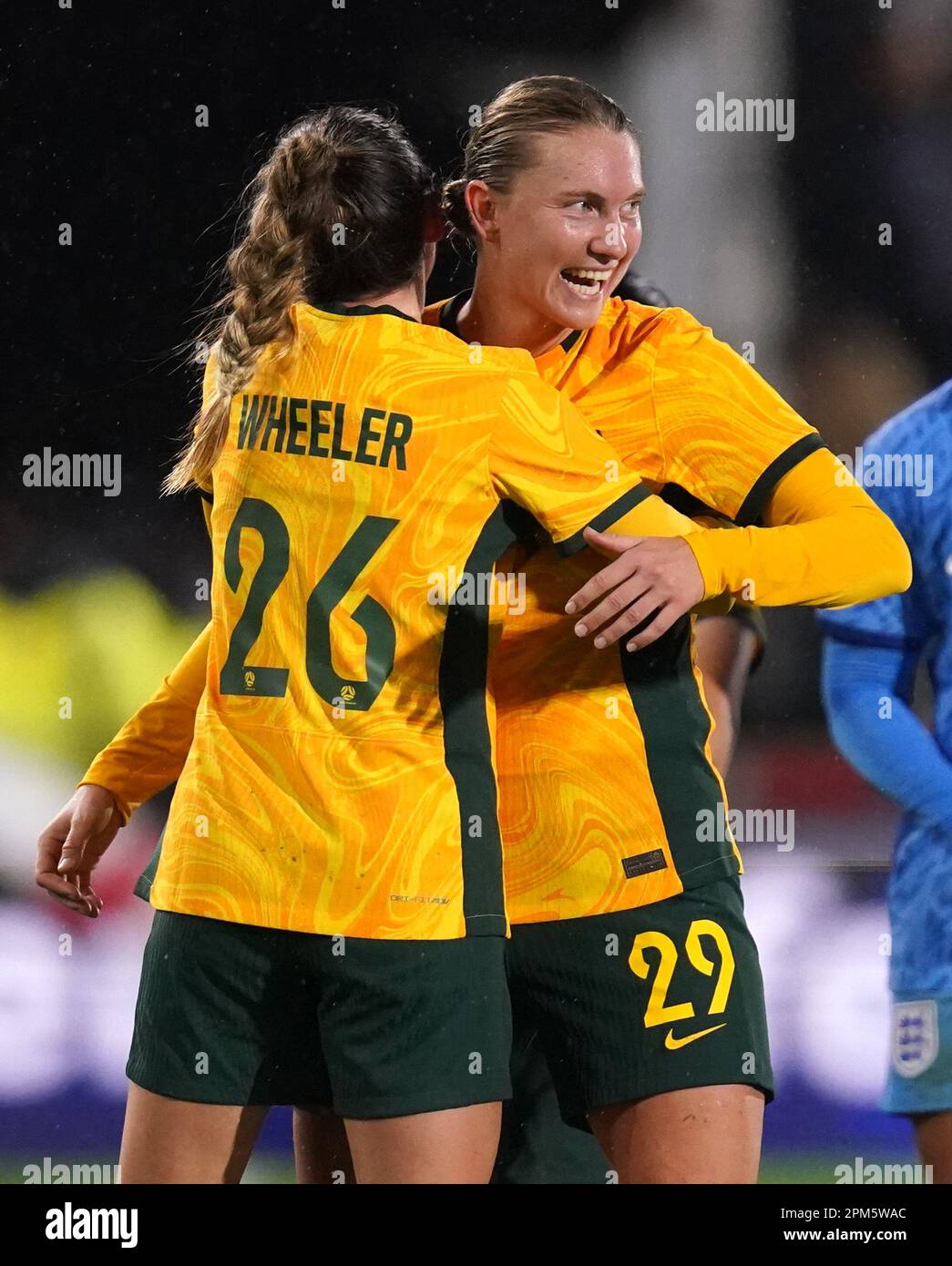 Australia's Clare Wheeler (left) and Clare Hunt celebrate after the ...
