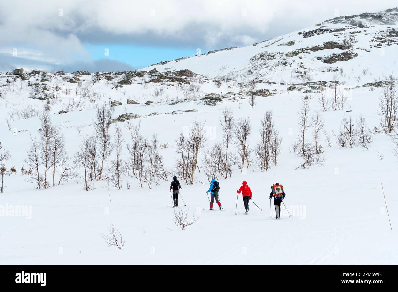 Skiing at Gaustablikk (elevation about 1000 m), Vestfold & Telemark ...