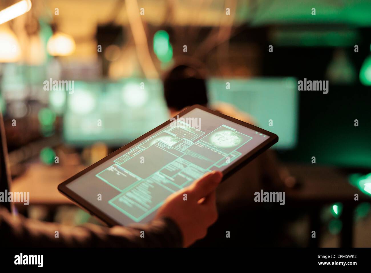 Hacker Reading Database Illegal Access Message On Tablet Successful Computer System Hacking