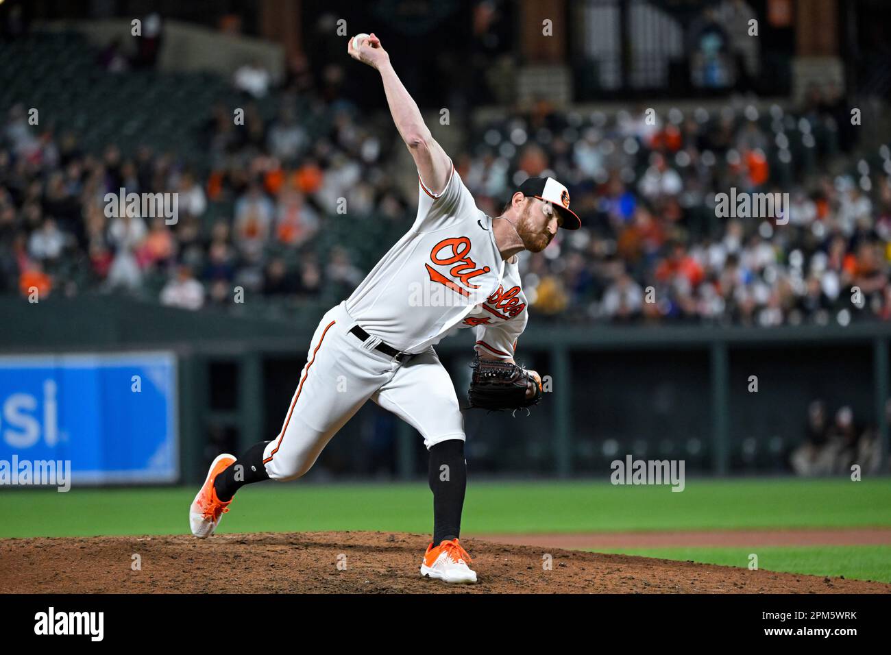 Baltimore Orioles relief pitcher Bryan Baker throws during the seventh ...