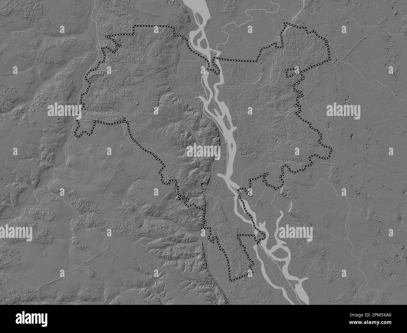 Kiev City, independent city of Ukraine. Bilevel elevation map with ...