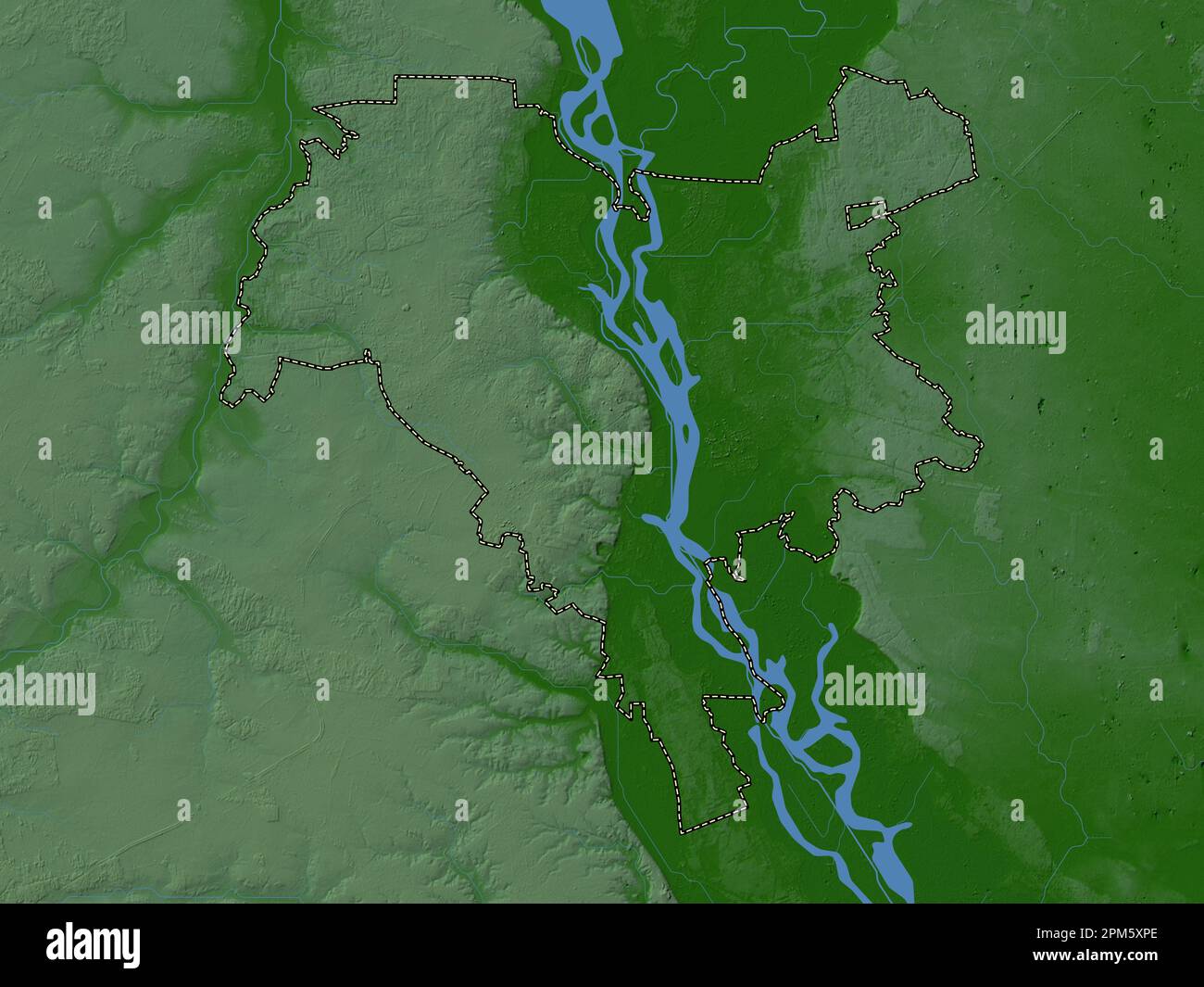 Kiev City, independent city of Ukraine. Colored elevation map with ...
