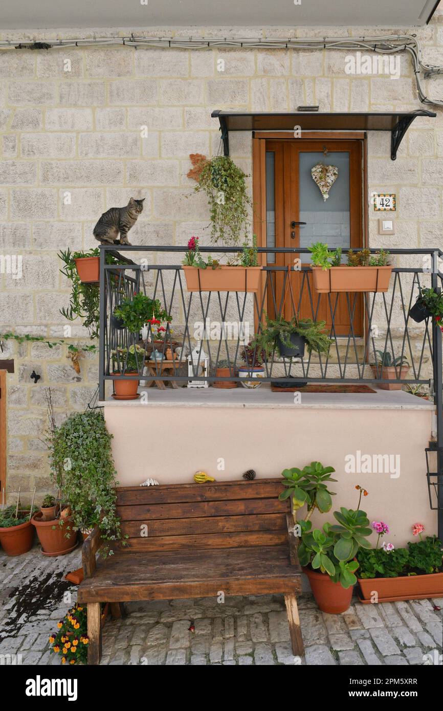 The entrance of a house in Guardialfiera, a historic town in the ...