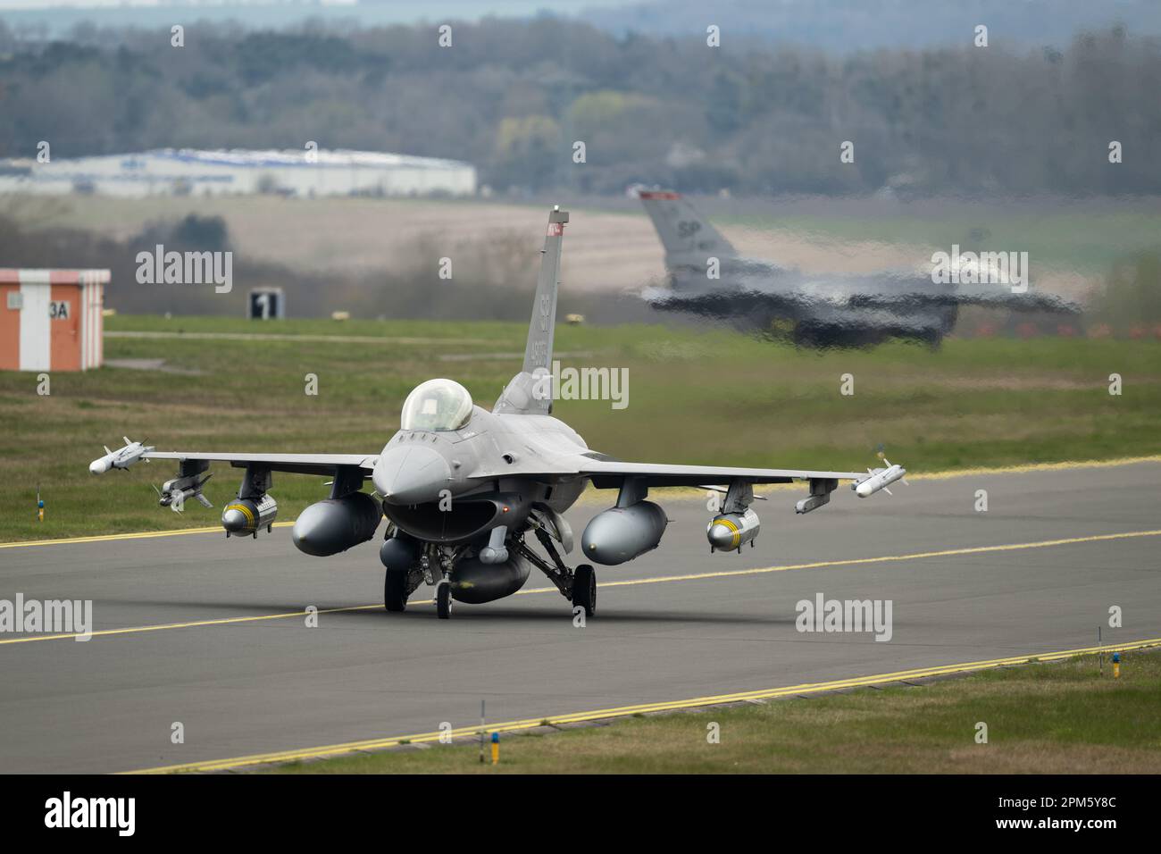 U.S. Air Force F-16CM Fighting Falcons from the 480th Fighter Squadron ...