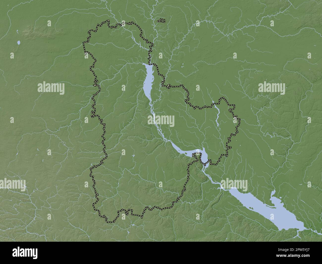 Kiev, region of Ukraine. Elevation map colored in wiki style with lakes ...