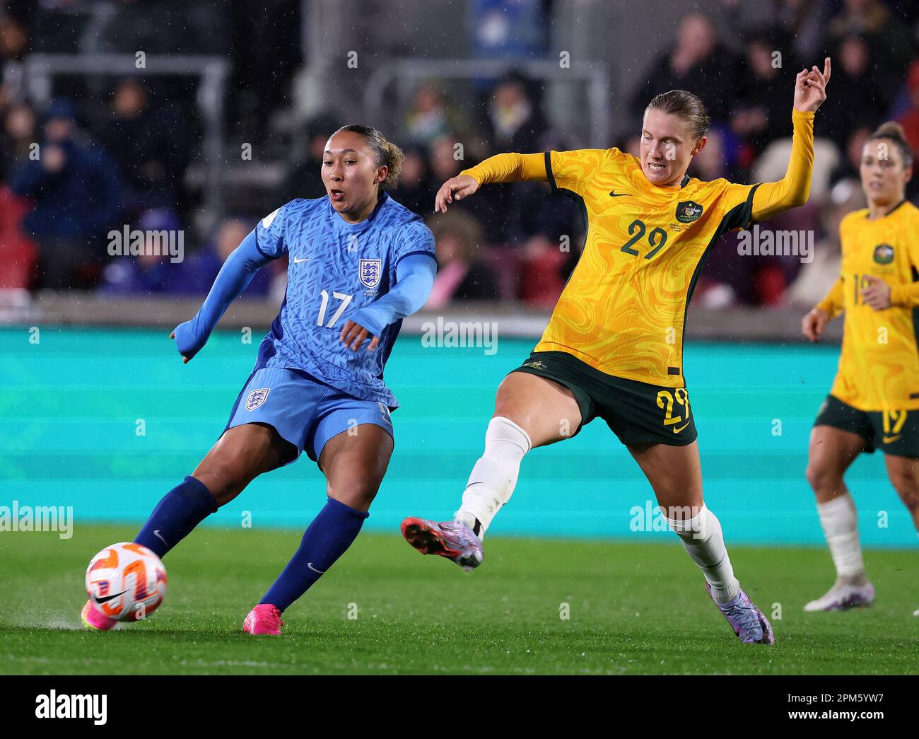London, UK. 11th Apr, 2023. Lauren James of England and Clare Hunt of ...