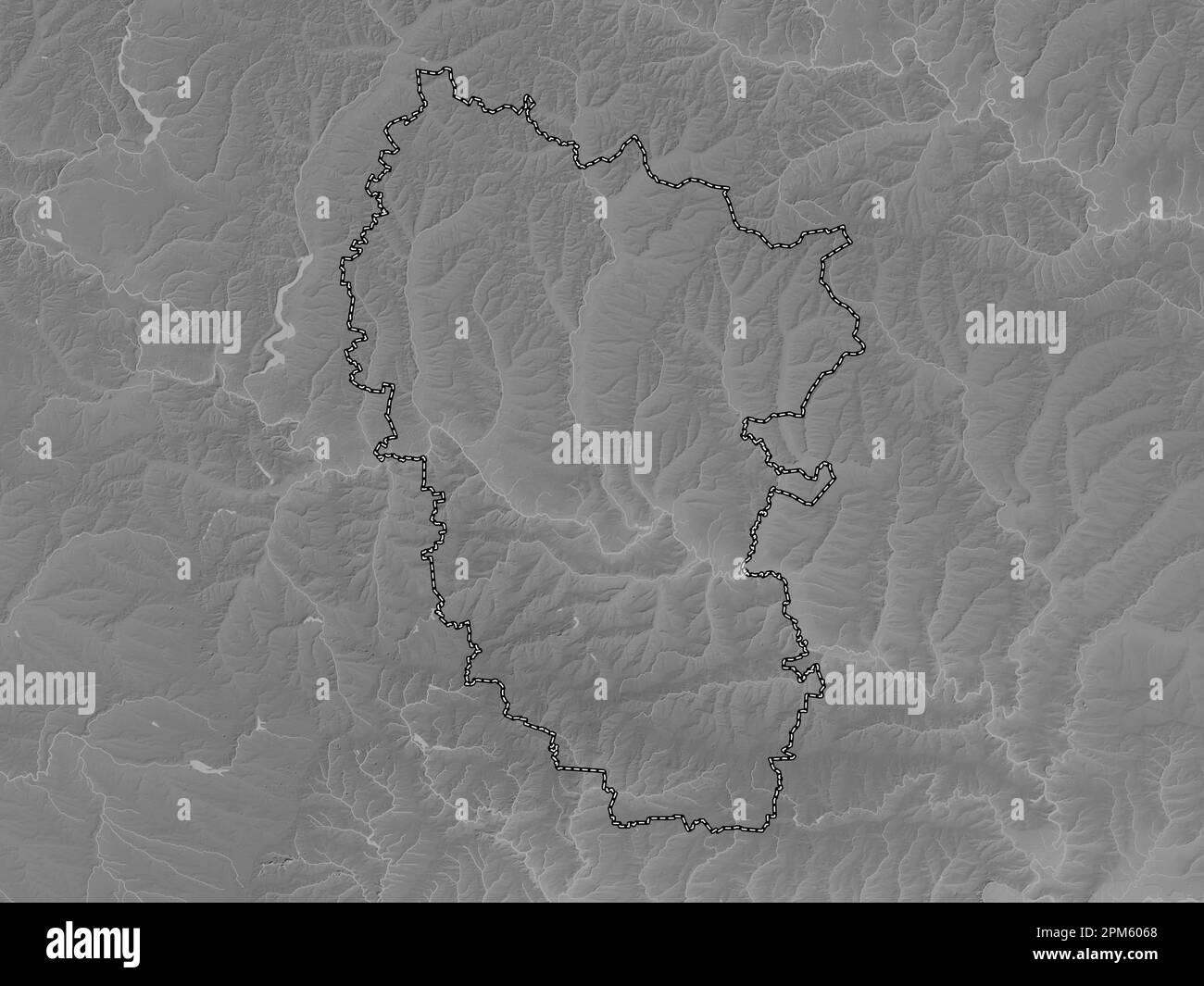 Luhans'k, region of Ukraine. Grayscale elevation map with lakes and ...