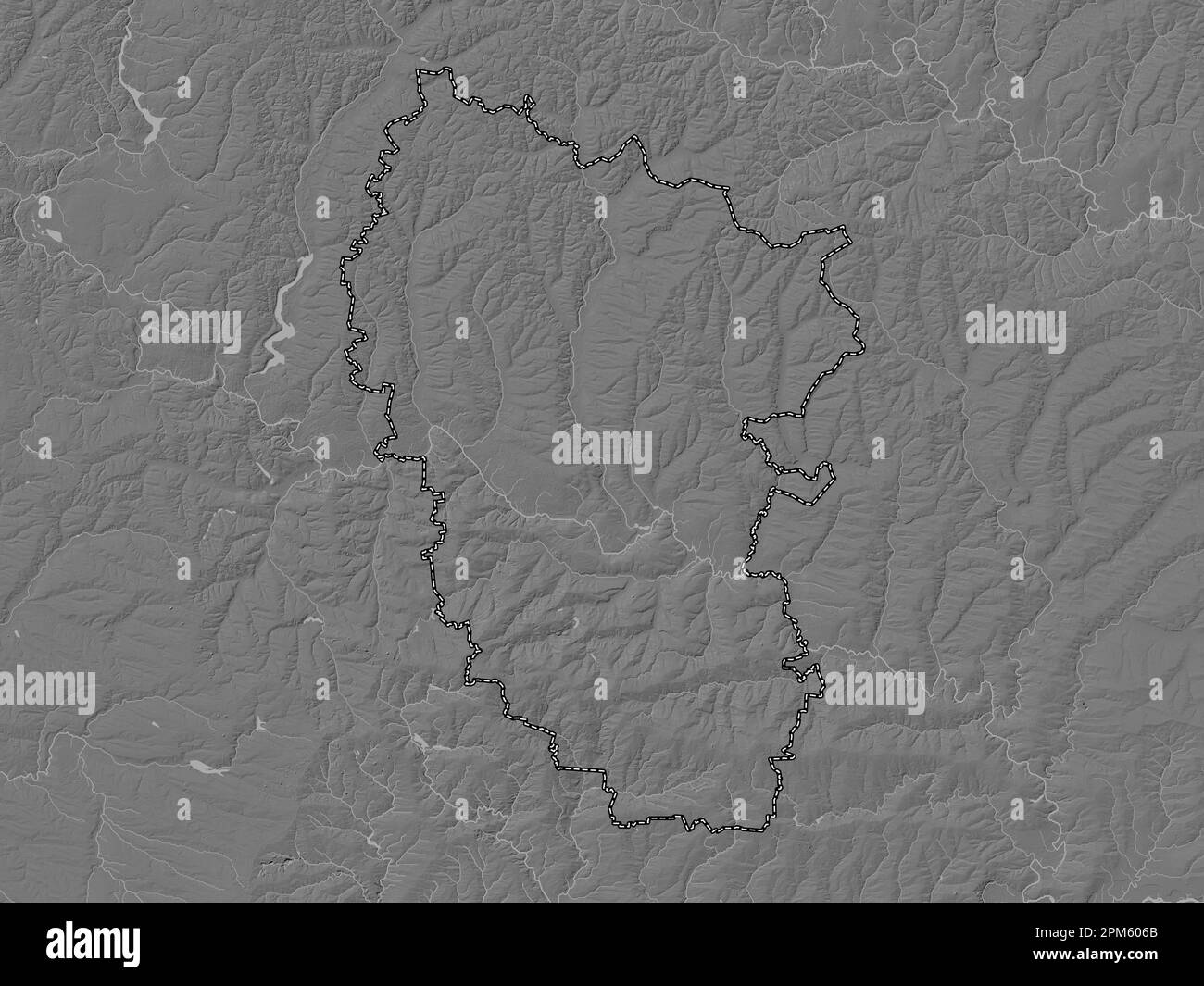 Luhans'k, region of Ukraine. Bilevel elevation map with lakes and ...