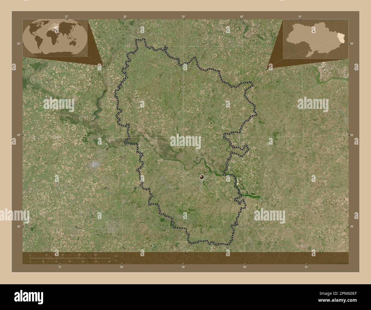 Luhans'k, region of Ukraine. Low resolution satellite map. Corner ...