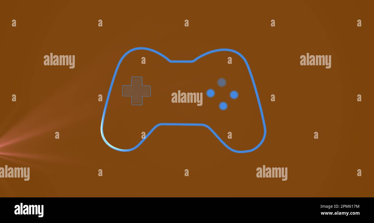 Image of image game console with light on brown background Stock Photo ...