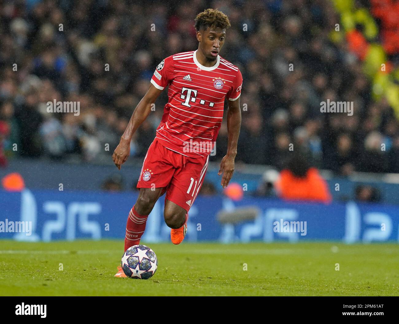 Manchester, UK. 11th Apr, 2023. Kingsley Coman of Bayern Munich during ...