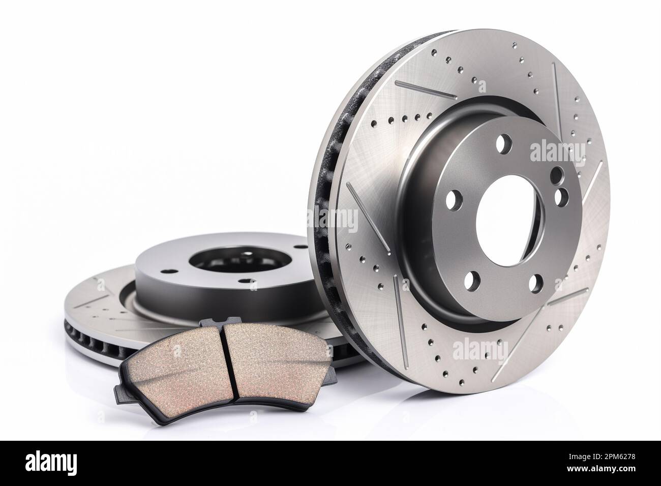 Car brake disc and pads on white background Stock Photo - Alamy