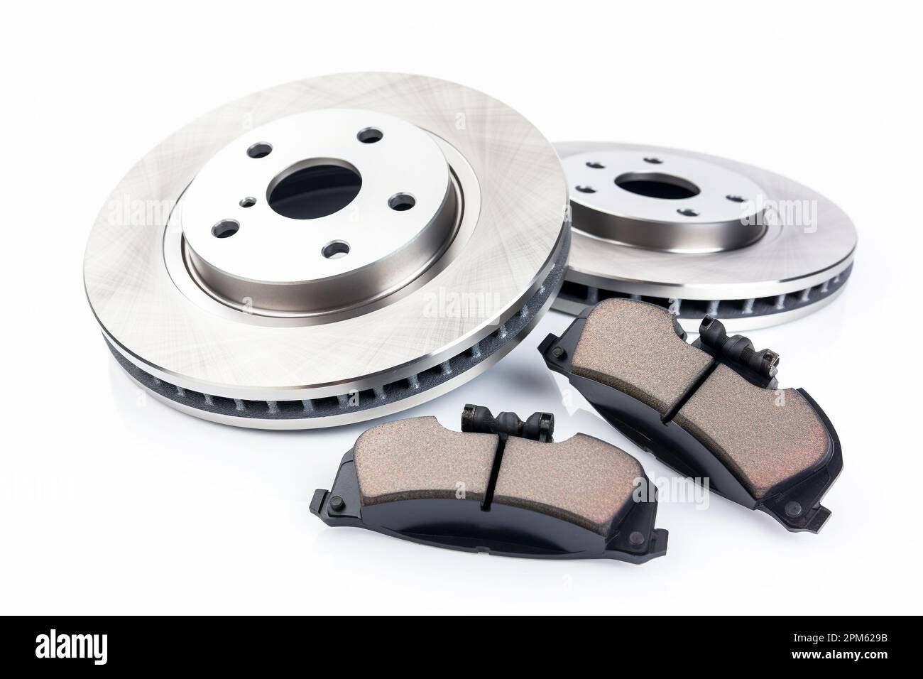 Car brake disc and pads on white background Stock Photo - Alamy