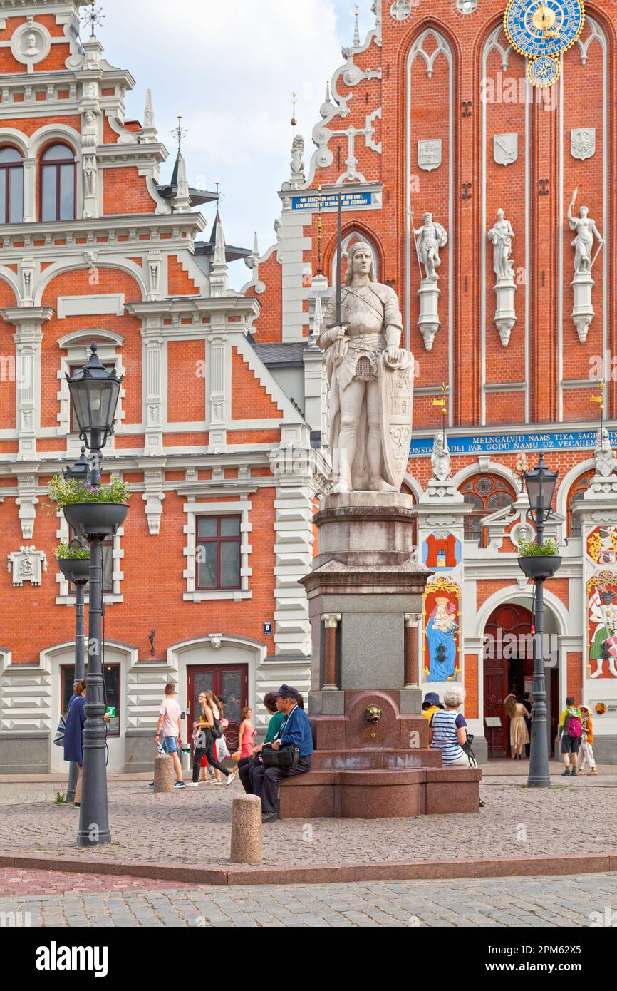 Riga, Latvia - June 13 2019: The statue of Saint Roland, patron saint ...