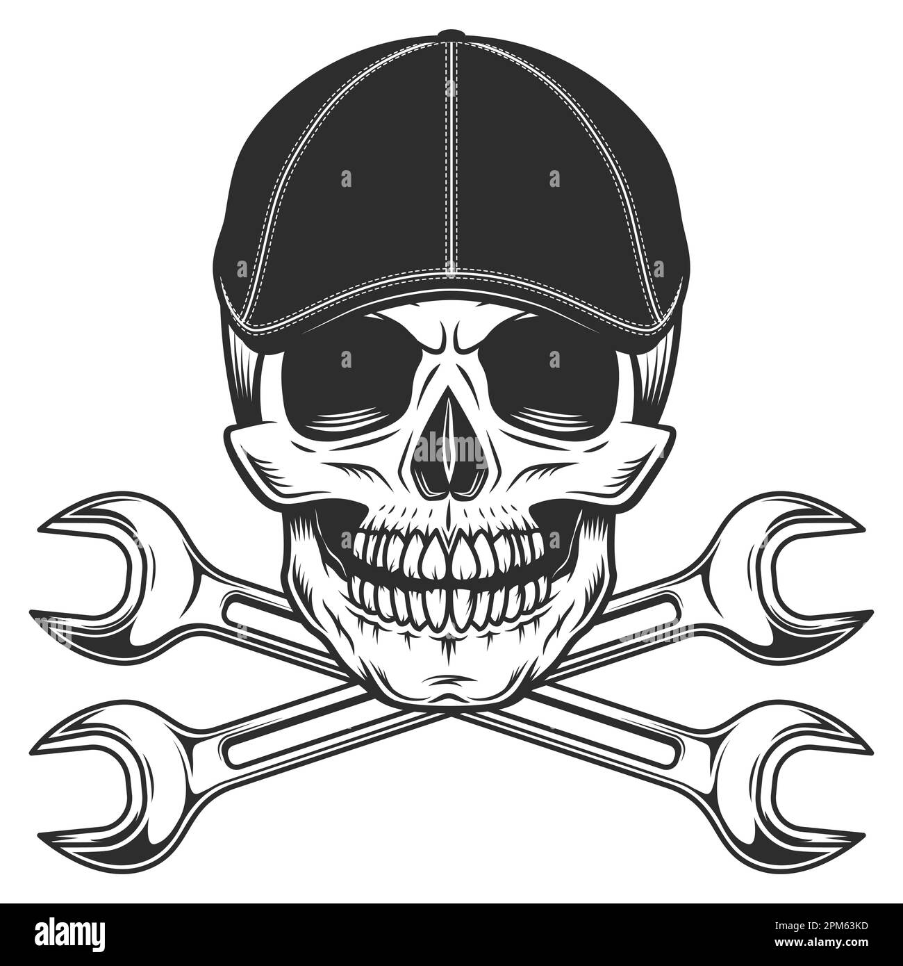 Skull in gangster gatsby tweed hat flat cap with repair service ...