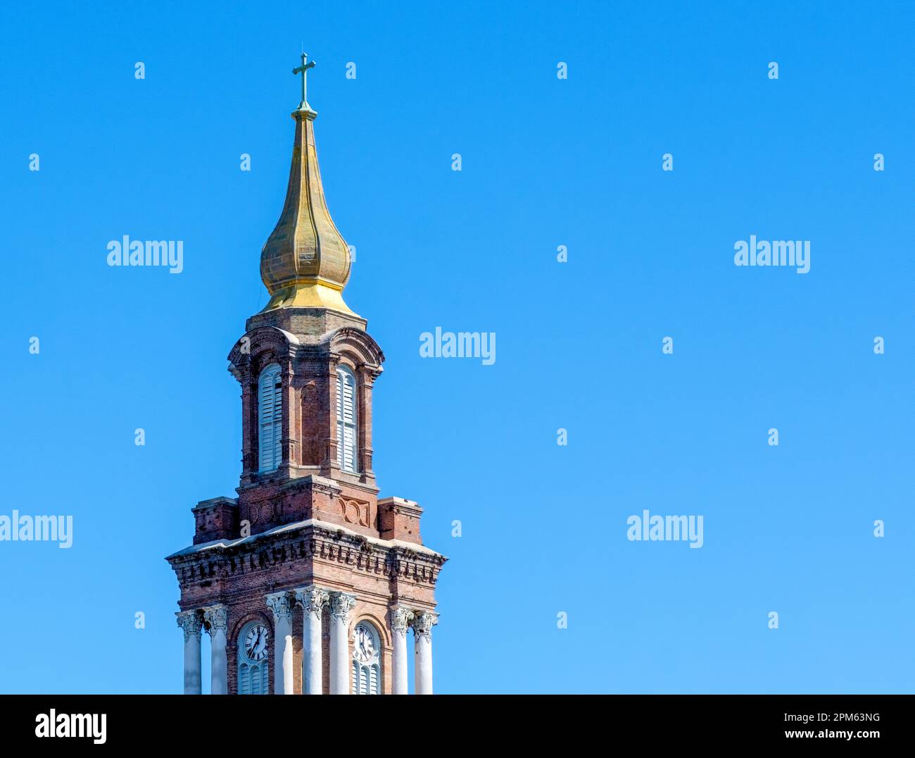 NEW ORLEANS, LA, USA - February 5, 2023: Golden Steeple of the historic ...